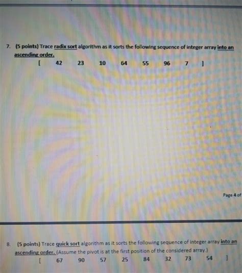 Solved 5 5 Points Trace Selection Sort Algorithm As It