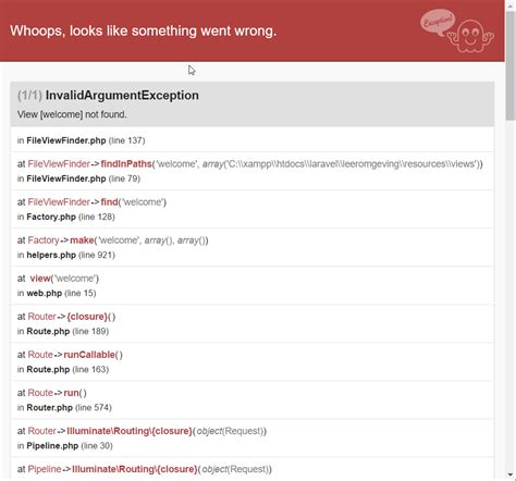 Php Laravel Runtimeexception Error Stack Overflow