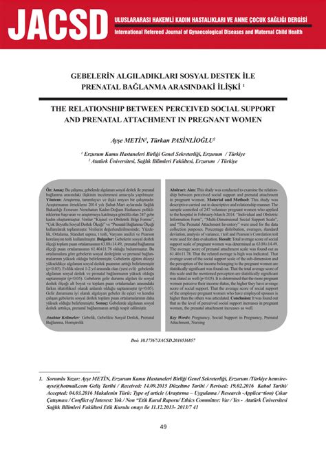 Pdf The Relationship Between Perceived Social Support And Prenatal