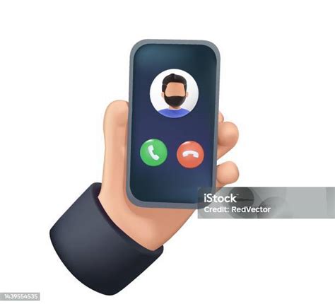 휴대 전화로 걸려 오는 전화 스마트폰 응답 및 거절 버튼을 들고 있는 손 손가락으로 클릭하여 수락 3차원 형태에 대한 스톡 벡터 아트 및 기타 이미지 Istock