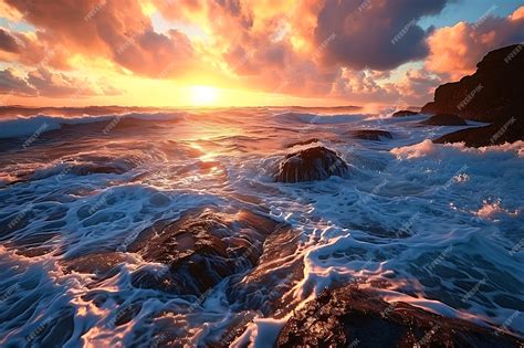 Premium Photo Surreal Sunset On Earths Edge Inspired