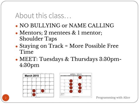 programming with alice class overview ppt