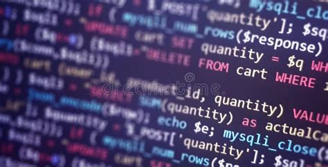 Colorful Programming Php And Html Code On A Monitor Php Language Code Closeup Stock Image