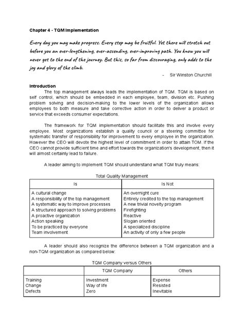 Chapter 4 Tqm Implementation Pdf Business Economies