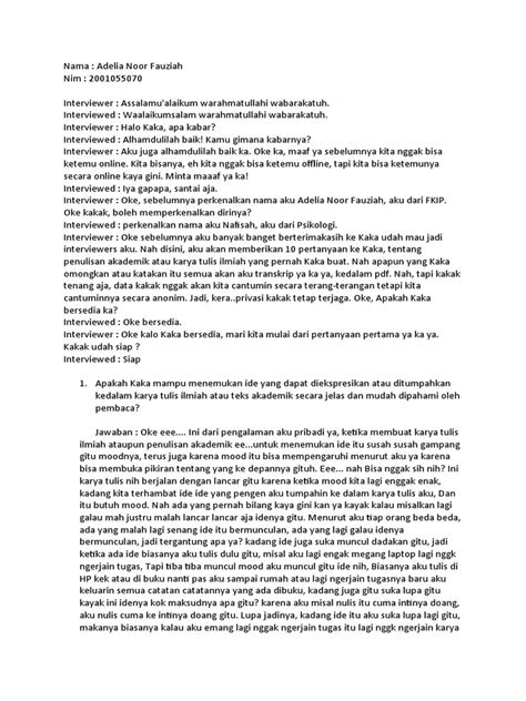 Transkrip Mentah Interview Qualitative Research Pdf