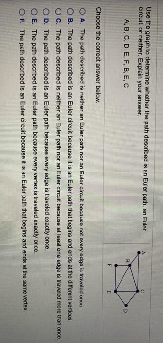 solved use the graph to determine whether the path described