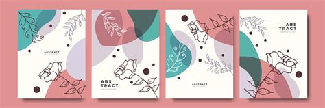 텍스트 꽃 및 나뭇잎을위한 복사 공간이있는 간단한 현대 스타일의 벡터 디자인 템플릿 청첩장 배경 및 프레임 소셜 미디어 스토리