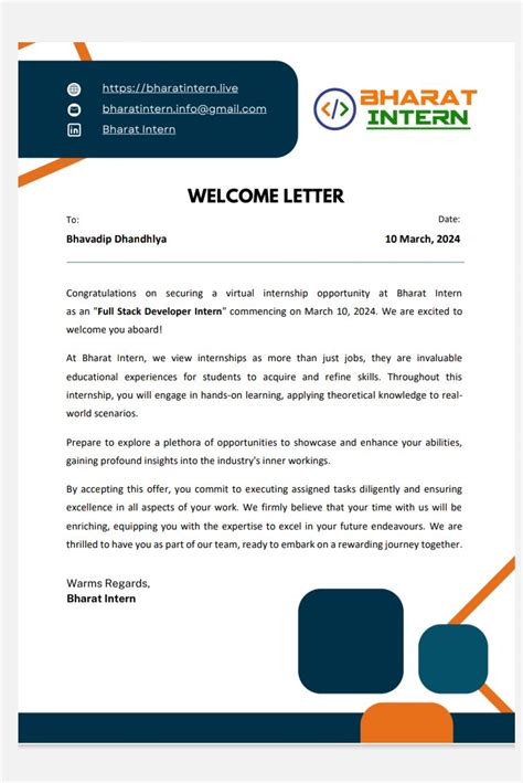 Bhavadip Dhandhlya On Linkedin Connections Internship Bharatintern