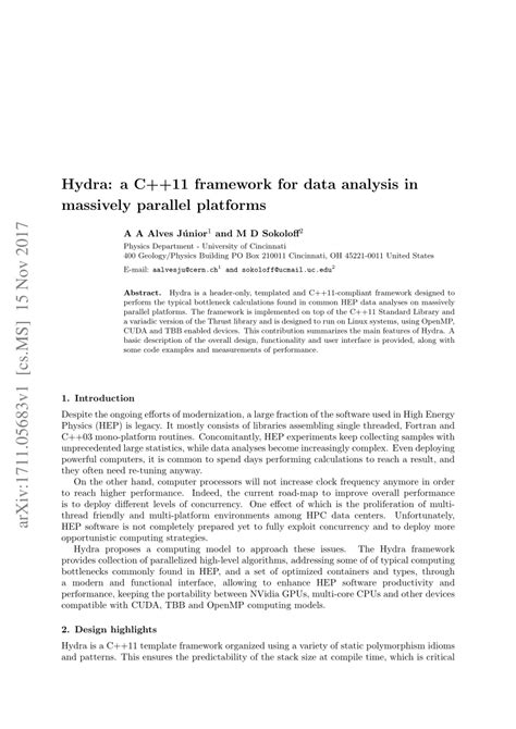 Pdf Hydra A C11 Framework For Data Analysis In Massively Parallel Platforms