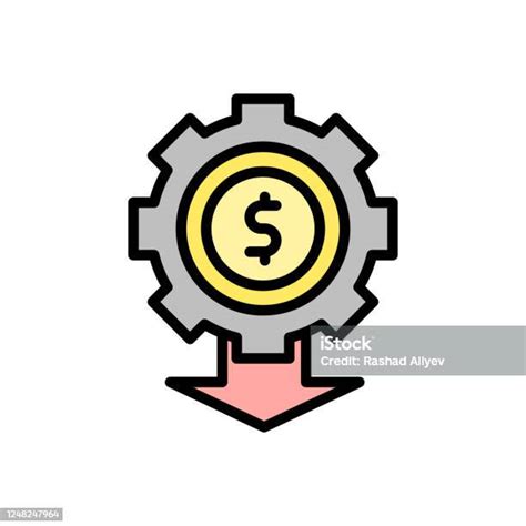 기어 화살표 달러 아이콘 Ui 및 Ux 웹 사이트 또는 모바일 응용 프로그램에 대한 파산 아이콘의 개요 벡터 요소와 간단한 색상 개념에 대한 스톡 벡터 아트 및 기타 이미지