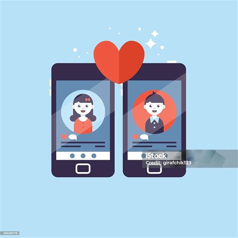 온라인 데이트 앱 컨셉입니다 남성과 여성 벡터 일러스트레이션 데이트에 대한 스톡 벡터 아트 및 기타 이미지 데이트 인터넷