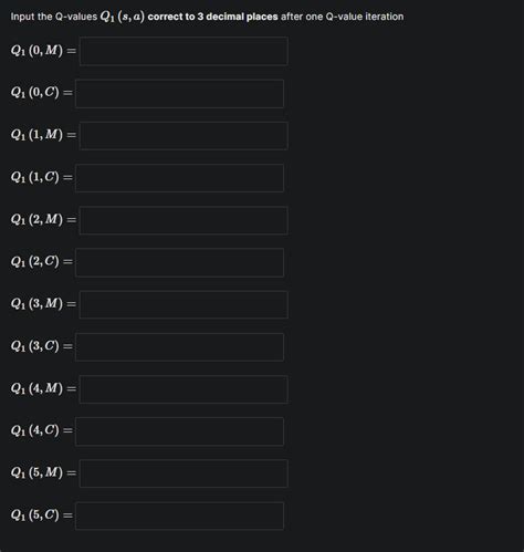 Input The Q Values Q S A Correct To Decimal Chegg Com