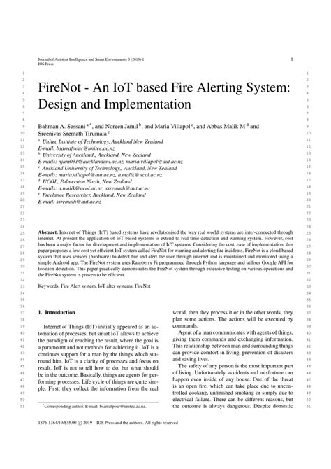 PDF FireNot An IoT Based Fire Alerting System Design And Implementation