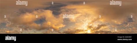 golden glowing red orange overcast sunset sky panorama hdr seamless
