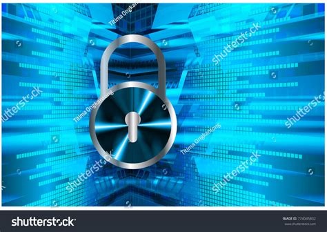 Safety Concept Closed Padlock On Digital Stock Vector Royalty Free Shutterstock