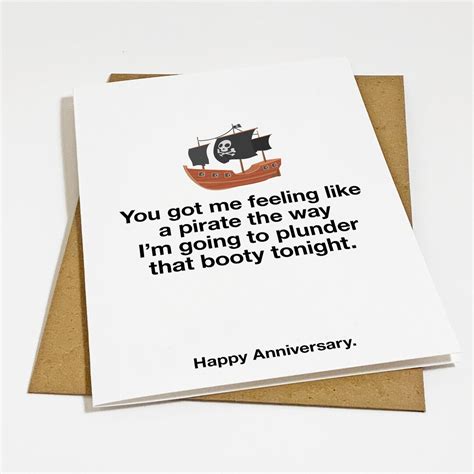 Hilarious And Witty Pirate Anniversary Card Funny Plunder Booty Anniversary T Card For Wife