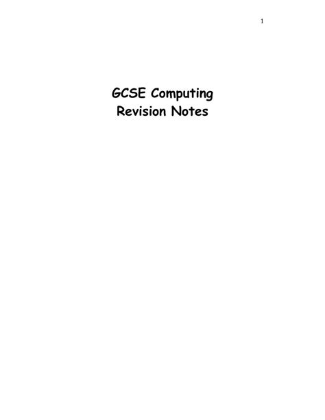 Ocr Gcse Computer Science Notes Computer Science Gcse Ocr Thinkswap