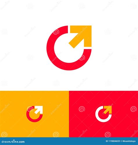 Express Delivery Or Logistic Logo Red And Yellow Simple Linear Symbol With Arrow Stock Vector