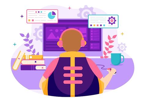 Premium Vector Video Game Development Vector Illustration With Games