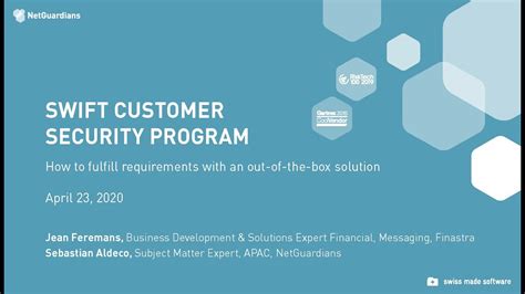 Webinar Swift Csp How To Fulfill The Requirements With An Out Of The Box Solution 2020 Youtube