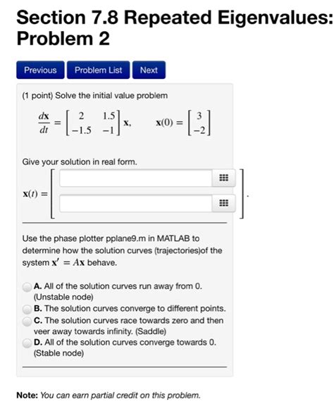 Solved Section 7 8 Repeated Eigenvalues Problem 2 Previous
