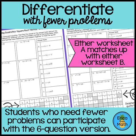 Solving Quadratics By Square Root Method Differentiated Partner