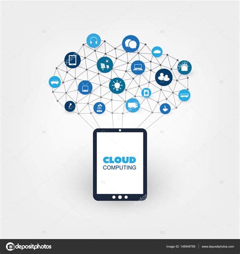 Cloud Computing Design Concept With Icons Digital Network Connections Technology Background