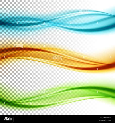 Abstract Smooth Color Wave Vector Set On Transparent Background Stock
