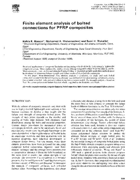 pdf finite element analysis of bolted connections for pfrp composites