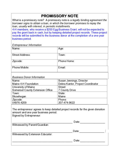 Fillable Online Extension Umaine What Is The Difference Between A Promissory Note And