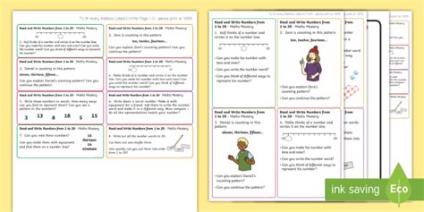 Year 1 Read And Write Numbers From 1 To 20 Maths Mastery Challenge Sticky