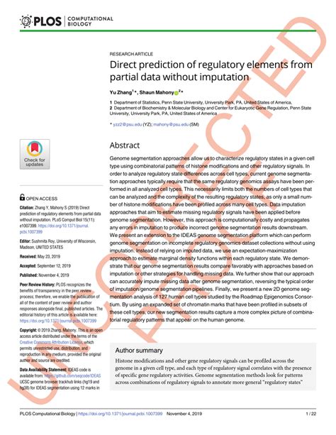 Pdf Direct Prediction Of Regulatory Elements From Partial Data Without Imputation