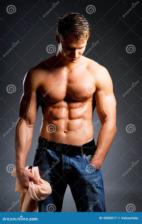 Healthy Body Stock Image Image Of Muscles Adult Jeans 4000017