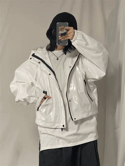 유광 후드 바람막이 크롭자켓 3color 봄신상 4계절 간절기 스트릿 유니크 데일리 유니섹스 커플룩 에이블리