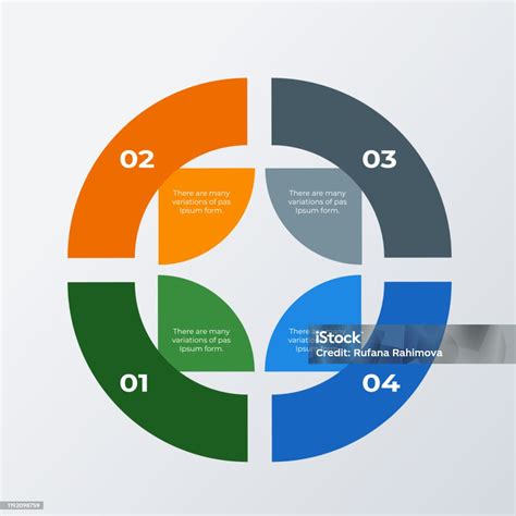 둥근 시각화 된 숫자 인포 그래픽 템플릿 디자인입니다 4가지 옵션 단계 또는 프로세스가 있는 비즈니스 개념 인포그래픽 벡터