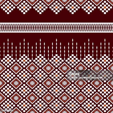 크림슨 레드 기하학적 민족 동양 원활한 패턴 타이어 전통 디자인 배경 카펫 벽지 의류 포장 바틱 직물 벡터 일러스트자수 스타일 0명에 대한 스톡 벡터 아트 및 기타 이미지