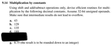 Solved 914 Multiplication By Constants Using Shift And
