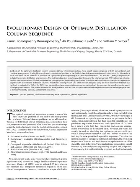 Pdf Evolutionary Design Of Optimum Distillation Column Sequence