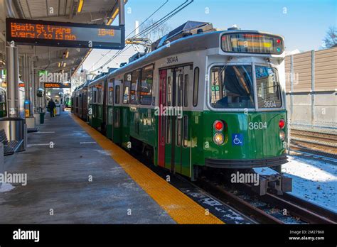 Mbta Green Line Kinki Sharyo Type 7 Train At Medford Tufts Station In