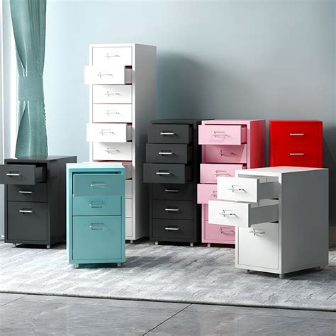 Contemporary File Cabinets In Various Colors With Drawers And 4 Pulley