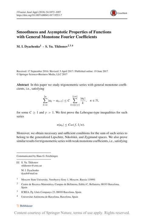 Smoothness And Asymptotic Properties Of Functions With General Monotone