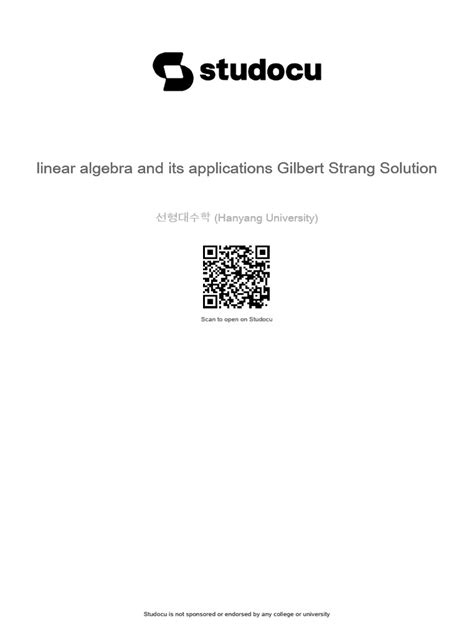 Linear Algebra And Its Applications Gilbert Strang Solution Pdf