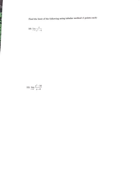 Solved Find The Limit Of The Following Using Tabular Method