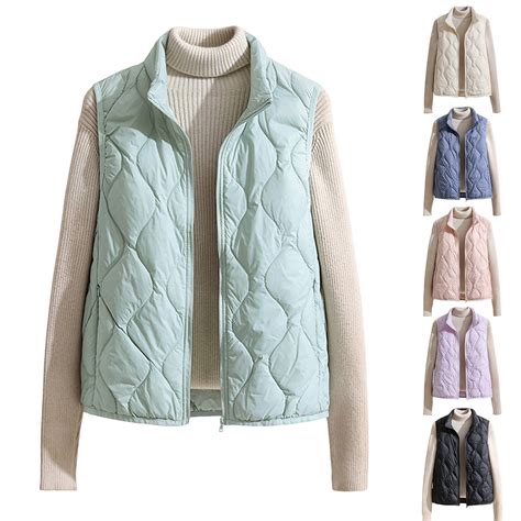 Mceream Quilted Puffer Vest For Women Stand Collar Zip Up Winter