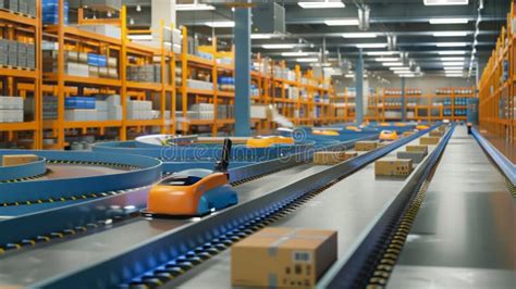 Automated Package Sorting System In Warehouse Stock Image Image Of Conveyor Fulfillment