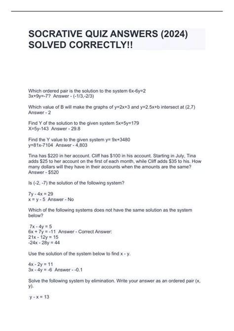 Socrative Quiz Answers 2024 Solved Correctly Socrative Stuvia Uk