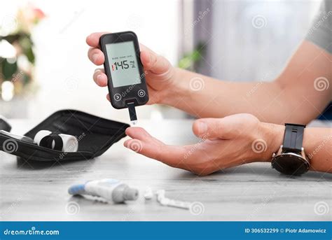 Diabetes Using Glucometer With High Sugar Level Stock Image Image Of Glucose Drop 306532299