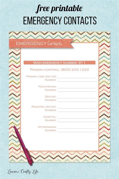 Free Printable Emergency Contacts Worksheets Library