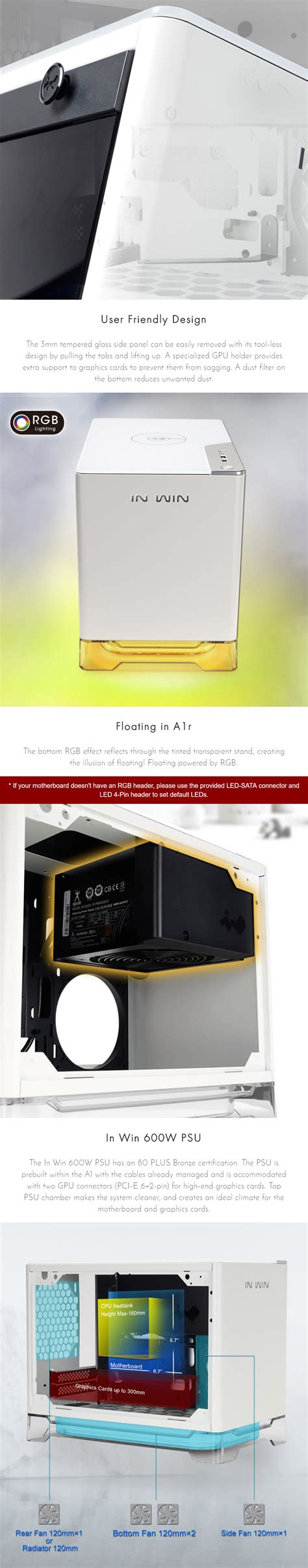 Buy InWin A Mini ITX Case With W PSU White IW A WHI P PC Case Gear Australia