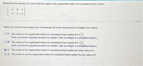Solved Determine The Value S Of H Such That The Matrix Is Chegg Com